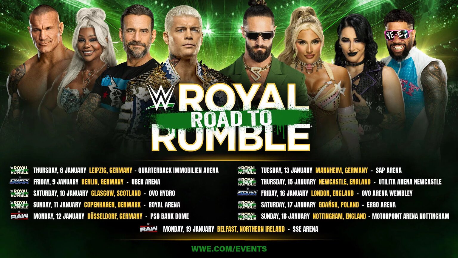 WWE Road to Royal Rumble European Tour: Full List of Dates, Start Times ...